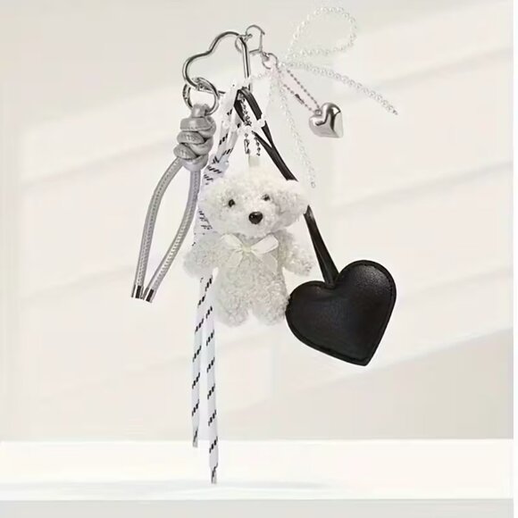 Boutique | Accessories | New Cute Black White Teedy Bear Keychain ...